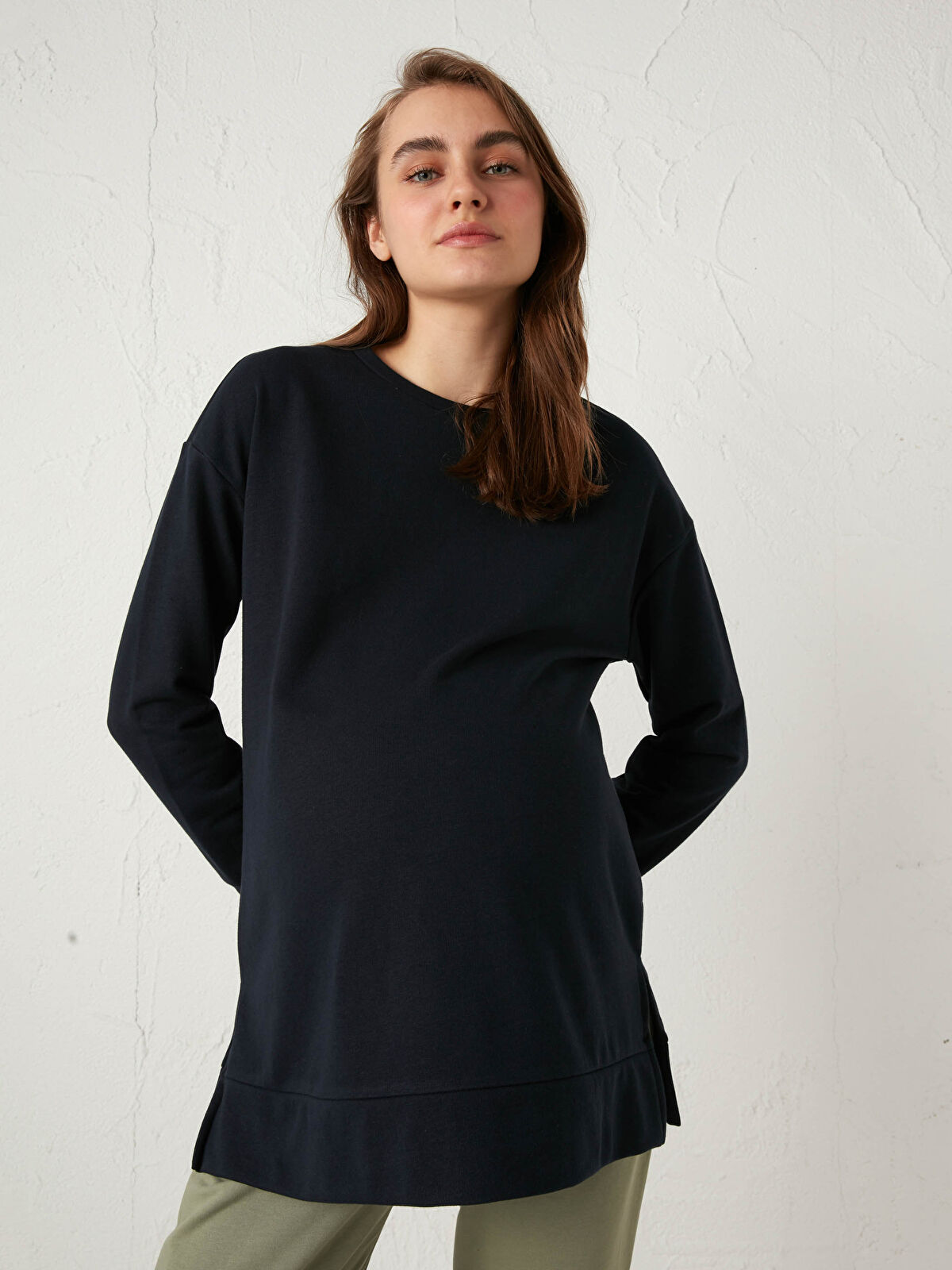 Düz Basic Hamile Sweatshirt