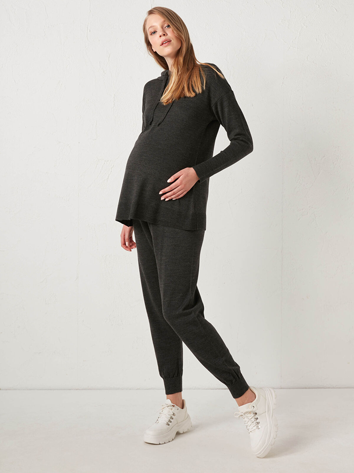 Hamile Beli Lastikli Triko Jogger Pantolon