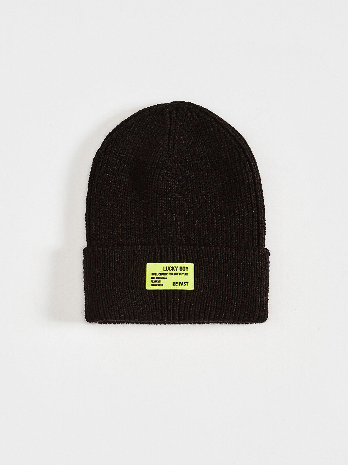 Erkek Çocuk Etiket Baskılı Triko Bere