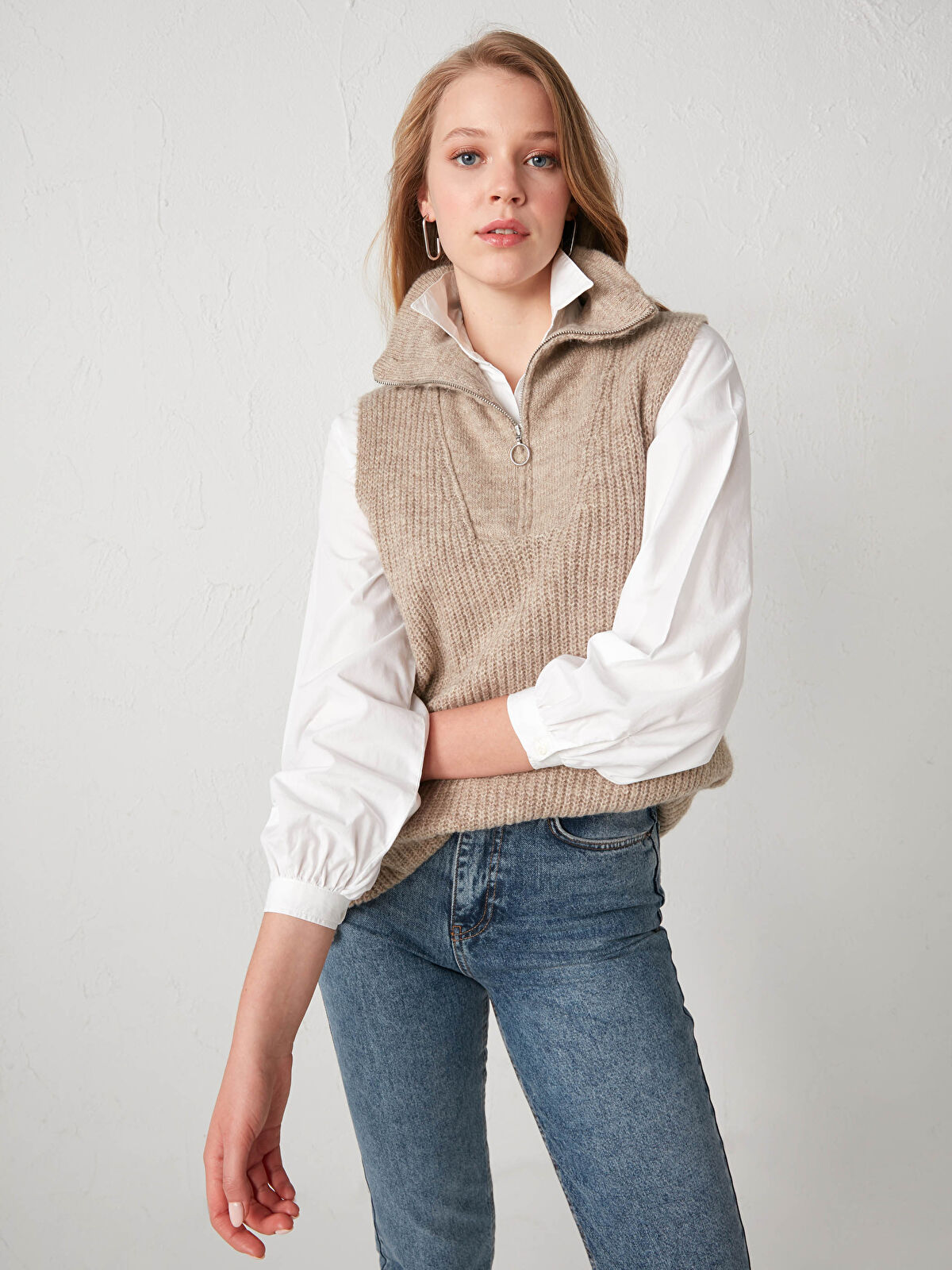 Ceket Yaka Triko Süveter