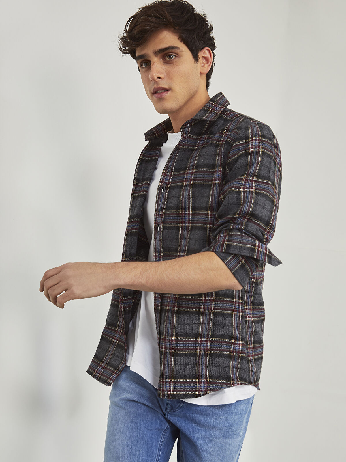 XSIDE Slim Fit Uzun Kollu Oduncu Ekose Erkek Gömlek