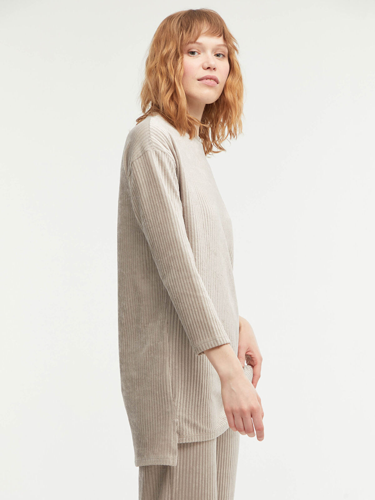 Bisiklet Yaka Oversize Kadife Tunik