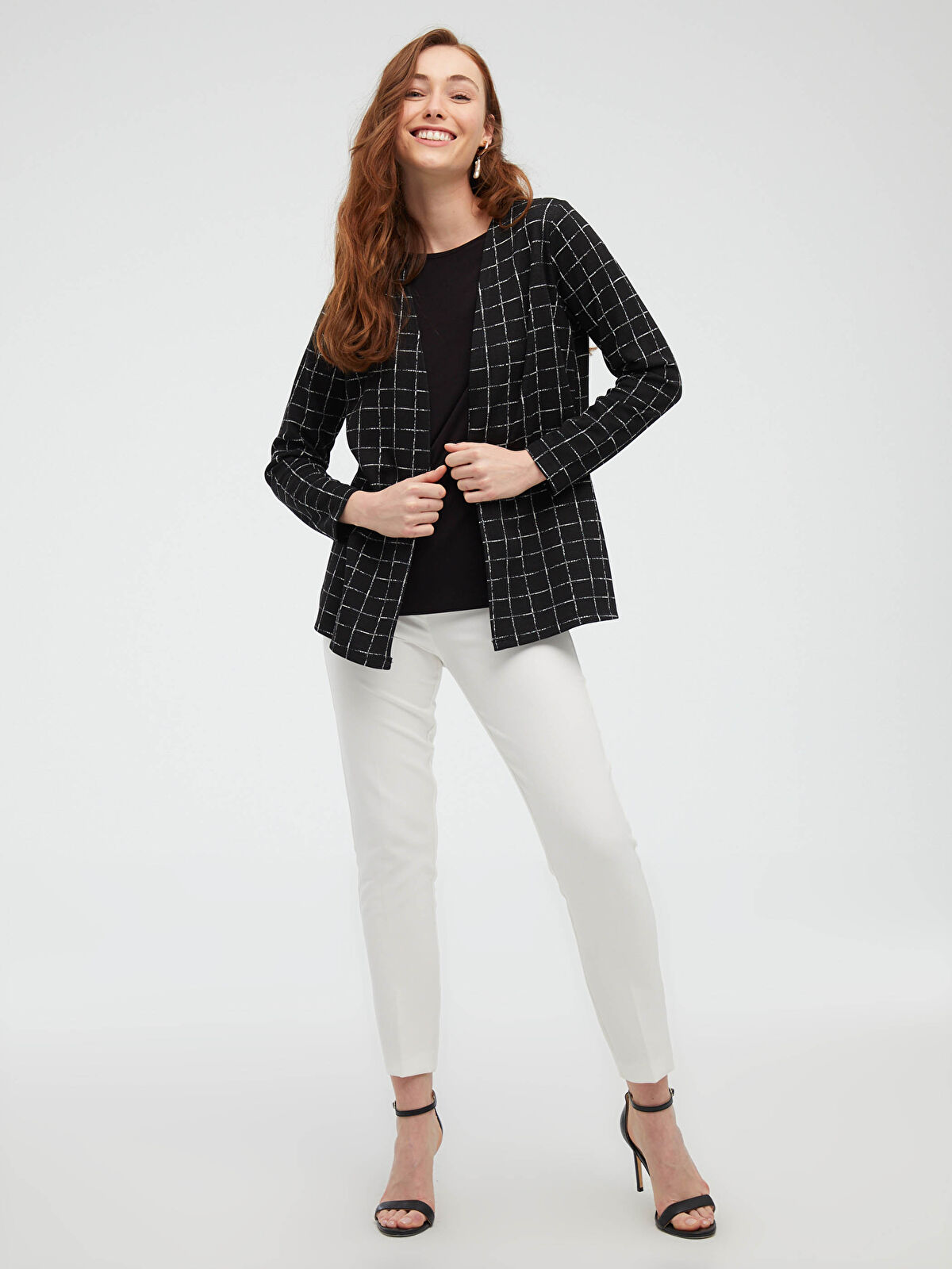 Bisiklet Yaka Kareli Uzun Kollu Kazak