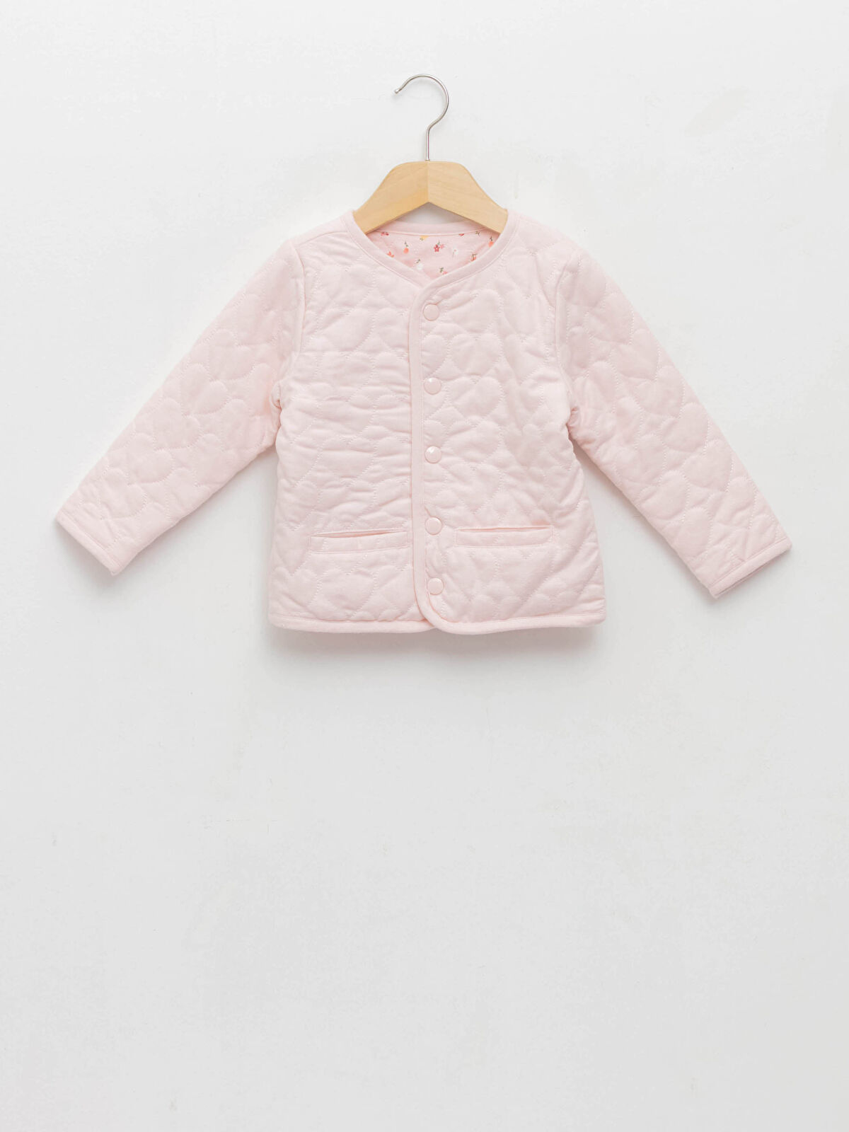 Bisiklet Yaka Uzun Kollu Kız Bebek Çift Taraflı Ceket