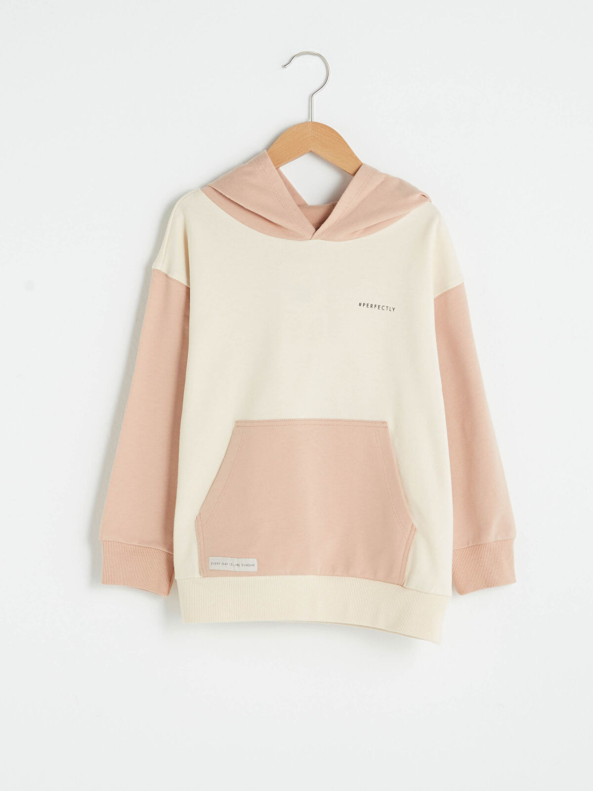 Kapüşonlu Renk Bloklu Uzun Kollu Kız Çocuk Sweatshirt