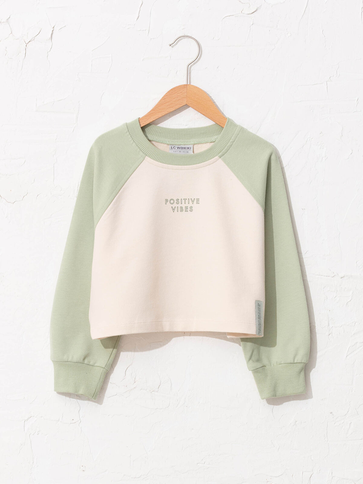 Bisiklet Yaka Renk Bloklu Uzun Kollu Kız Çocuk Sweatshirt