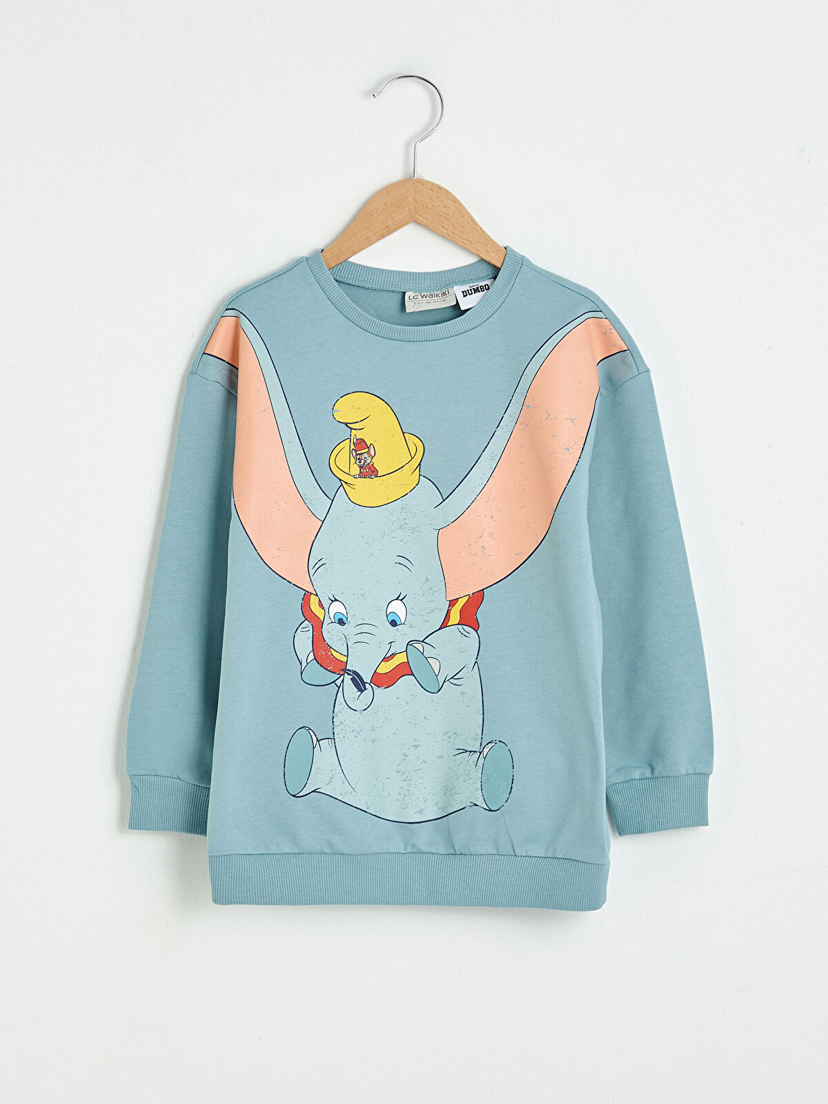 Bisiklet Yaka Dumbo Baskılı Uzun Kollu Kız Çocuk Sweatshirt