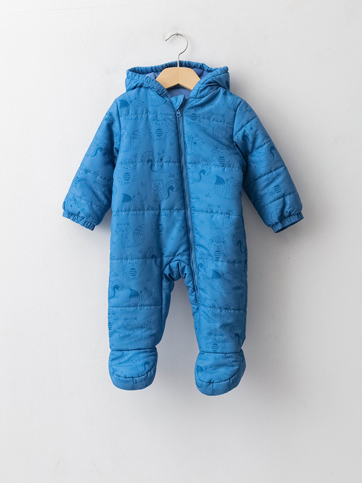 Kapüşonlu Uzun Kollu Baskılı Kalın Erkek Bebek Astronot Mont