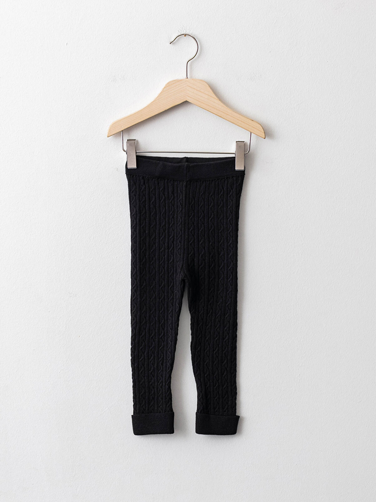 Beli Lastikli Kendinden Desenli Kız Bebek Tayt