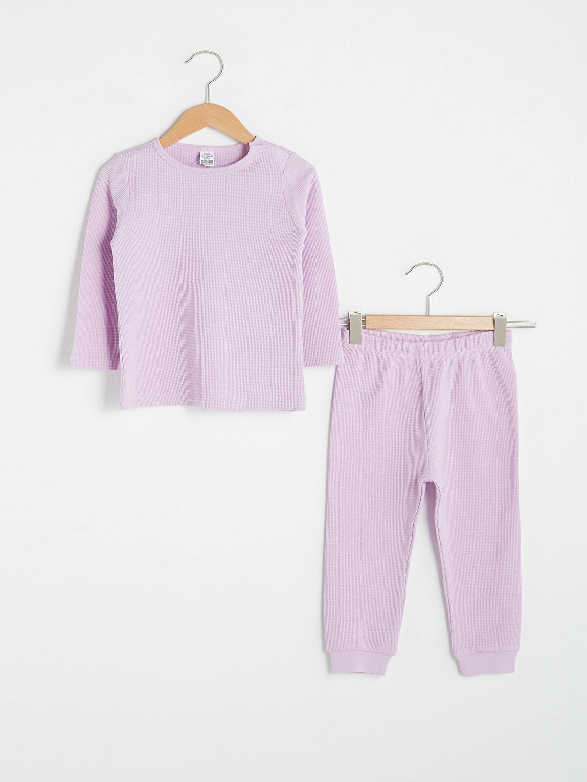 Bisiklet Yaka Uzun Kol Pamuklu Basic Kız Bebek Pijama Takımı