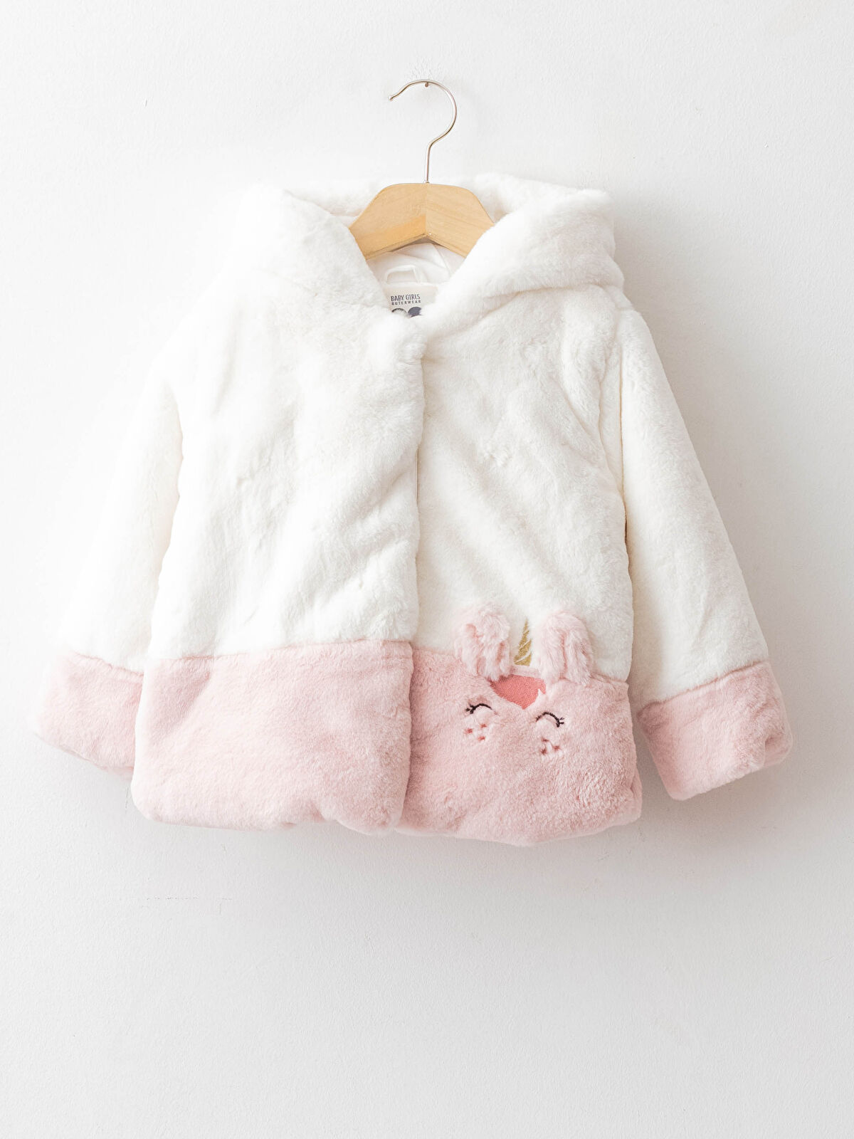 Kapüşonlu Uzun Kollu Renk Bloklu Kız Bebek Mont