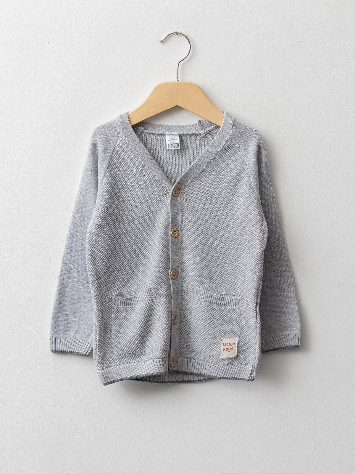 V Yaka Uzun Kollu Basic Erkek Bebek Triko Hırka