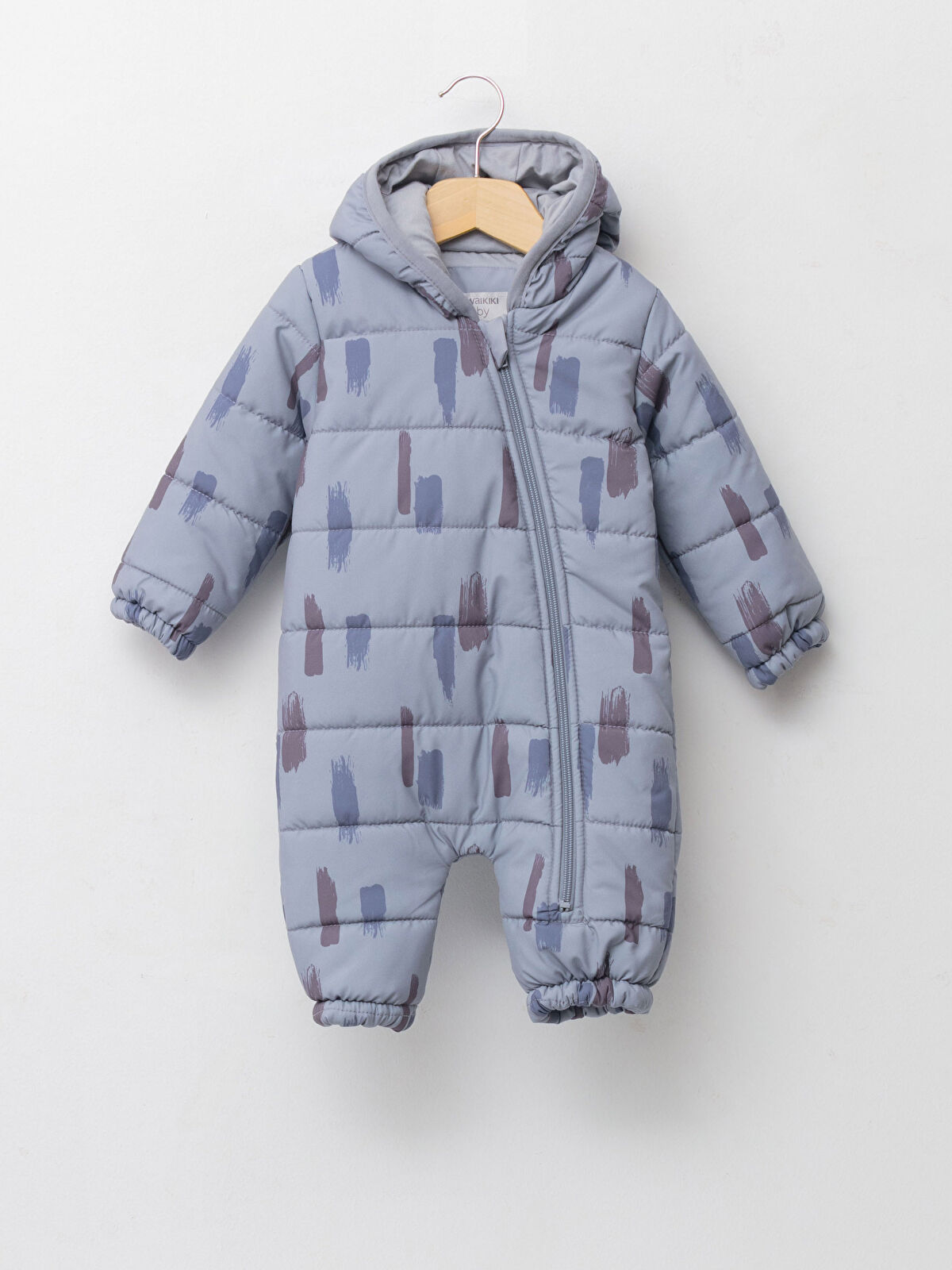 Kapüşonlu Uzun Kollu Baskılı Erkek Bebek Fermuarlı Astronot Mont