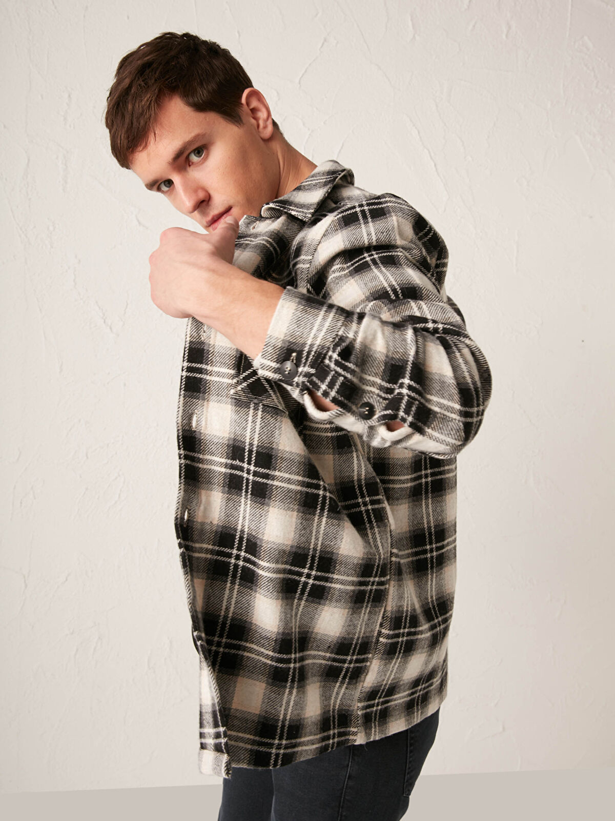 Rahat Fit Kalın Ekose Oduncu Gömlek Ceket