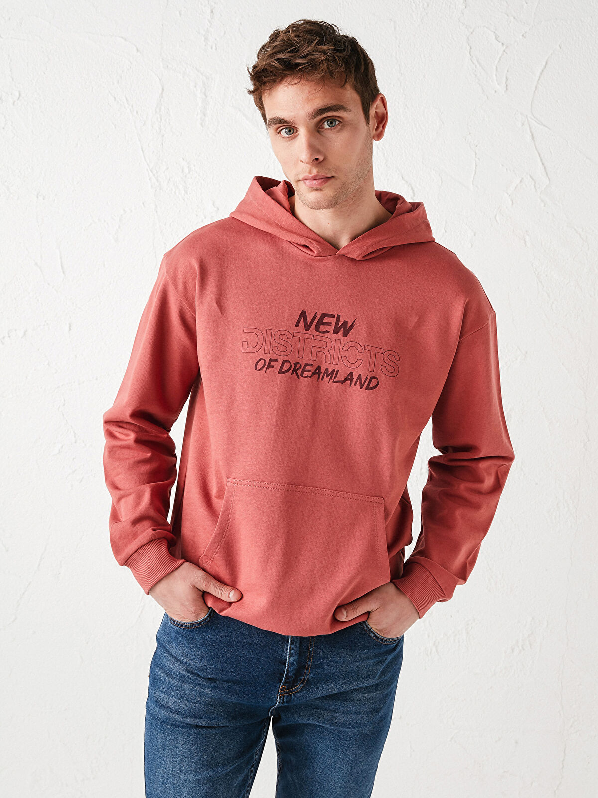 Kapüşonlu Uzun Kollu Baskılı Kalın Erkek Sweatshirt Kapüşonlu Uzun Kollu Baskılı Kalın Erkek Sweatshirt