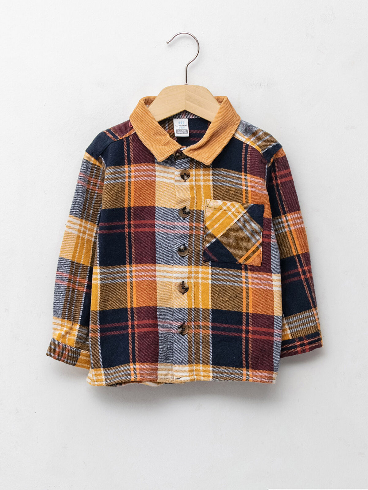 Uzun Kollu Ekose Desenli Pamuklu Erkek Bebek Gömlek