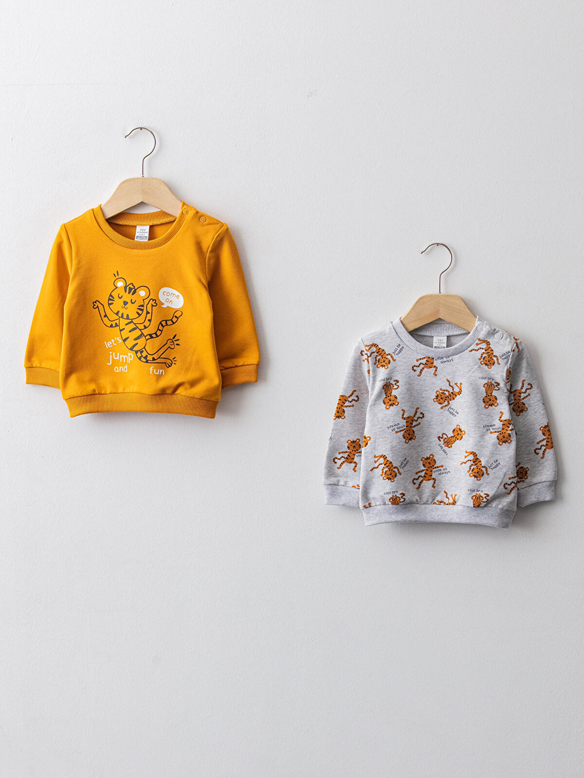 Bisiklet Yaka Uzun Kollu Baskılı Erkek Bebek Sweasthirt 2'li