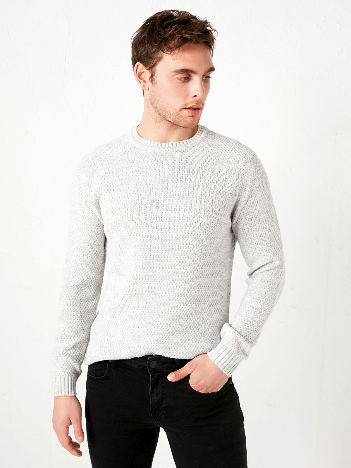 Bisiklet Yaka Uzun Kollu Kalın Erkek Triko Kazak Bisiklet Yaka Uzun Kollu Kalın Erkek Triko Kazak