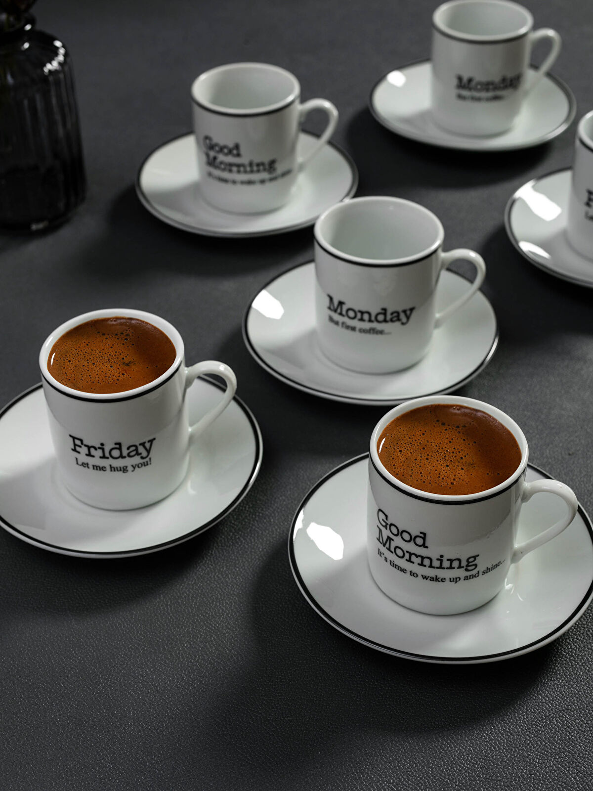 Slogan Baskılı Porselen Türk Kahvesi Fincan Takımı 6'lı 5x5 Cm