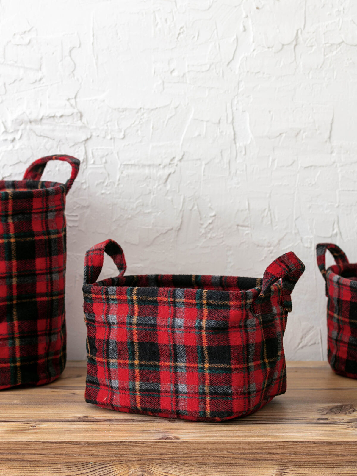 Ekose Desenli Organizer Sepet