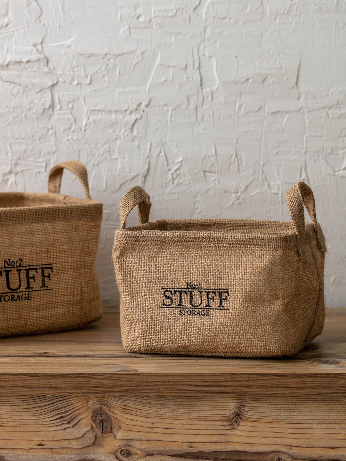 Slogan Baskılı Jüt Organizer Sepet 20x16x14 Cm