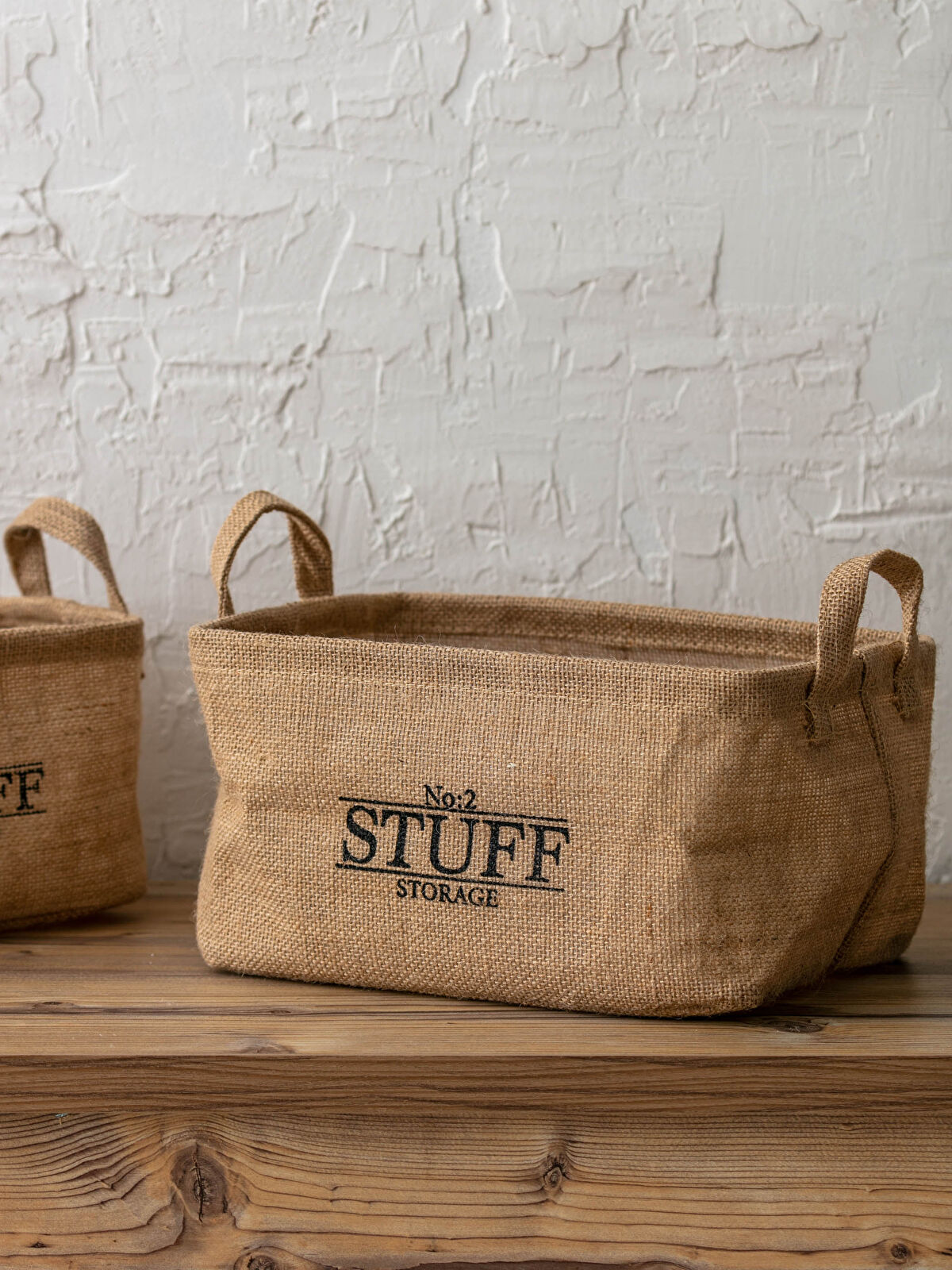 Slogan Baskılı Jüt Organizer Sepet