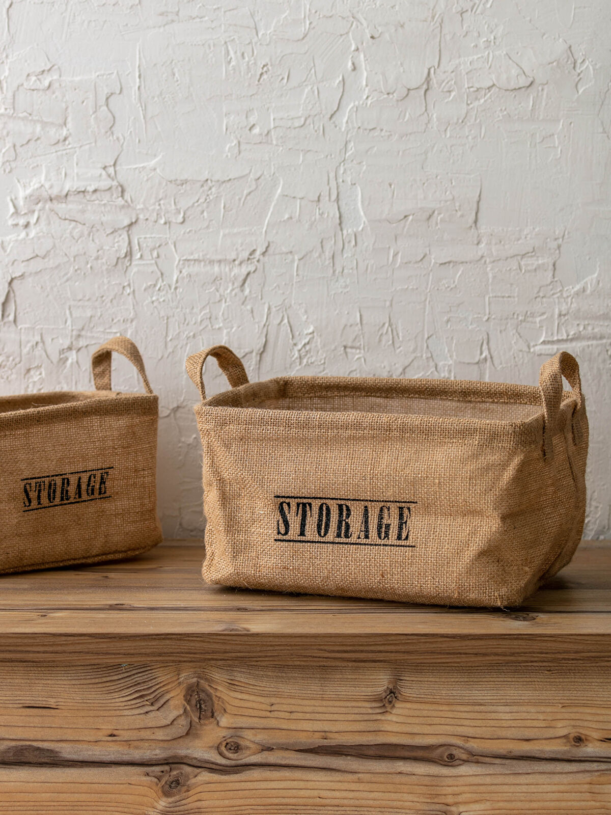 Slogan Baskılı Jüt Organizer Sepet