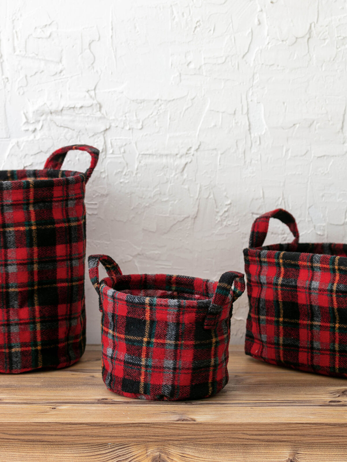 Ekose Desenli Organizer Sepet 15x12 Cm