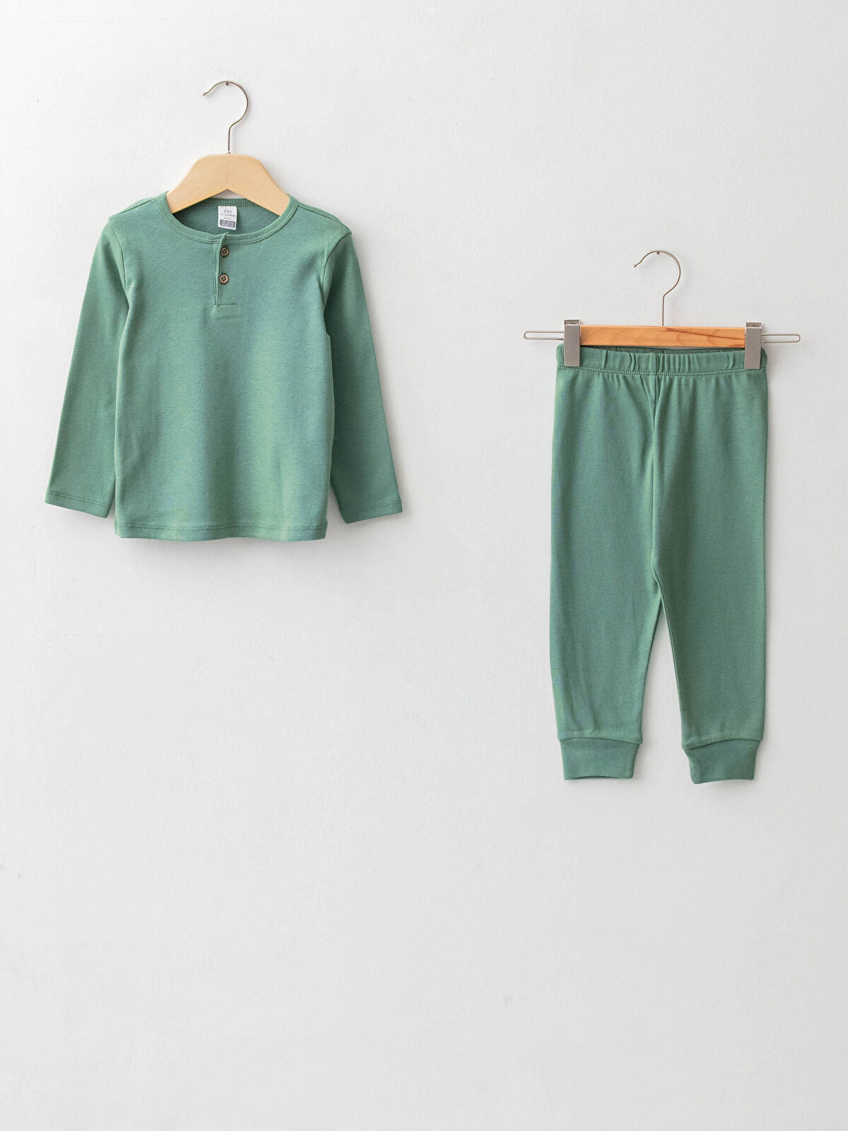 Bisiklet Yaka Uzun Kollu Basic Pamuklu Erkek Bebek Pijama Takımı