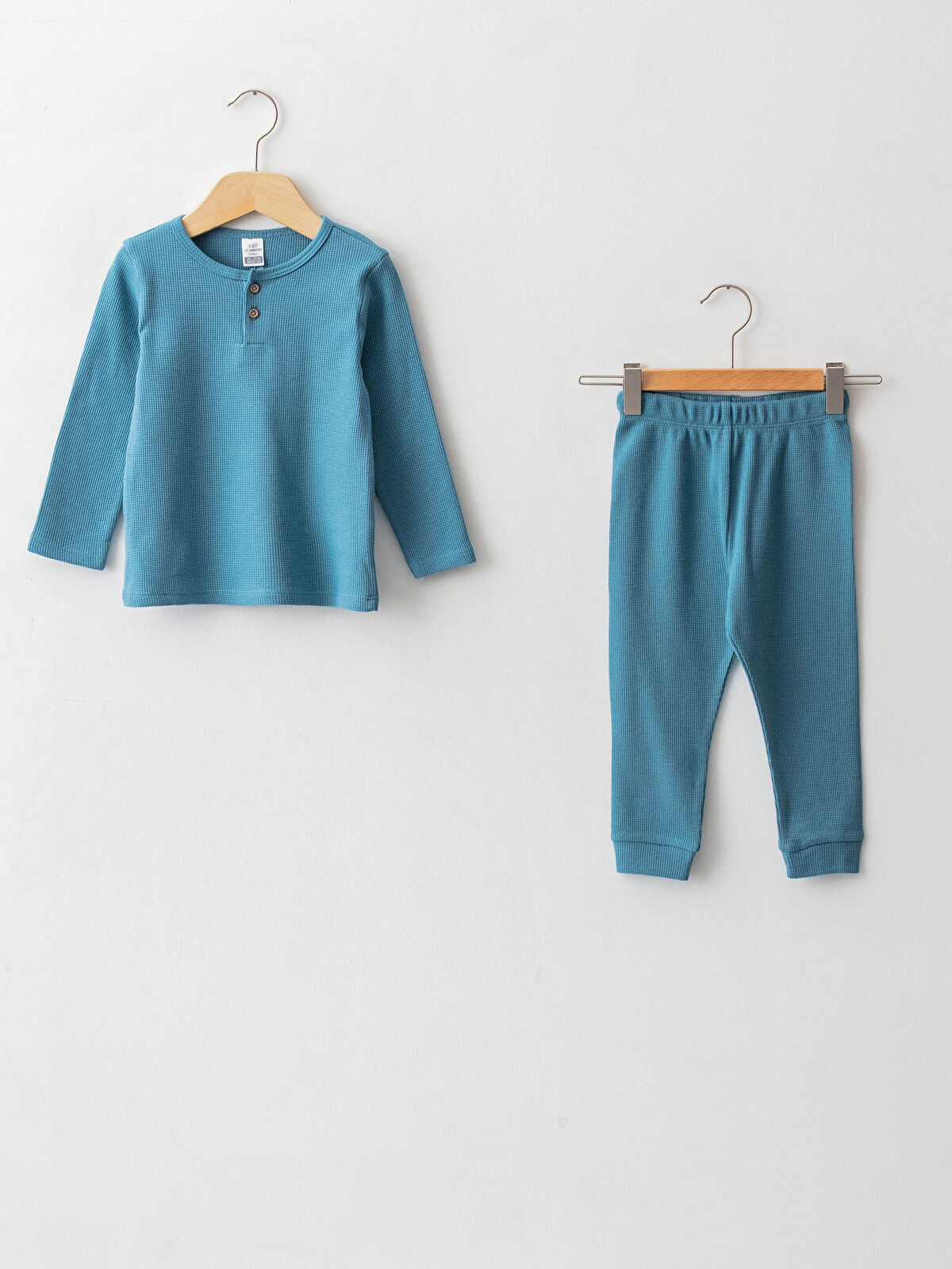 Bisiklet Yaka Uzun Kol Basic Pamuklu Erkek Bebek Pijama Takımı