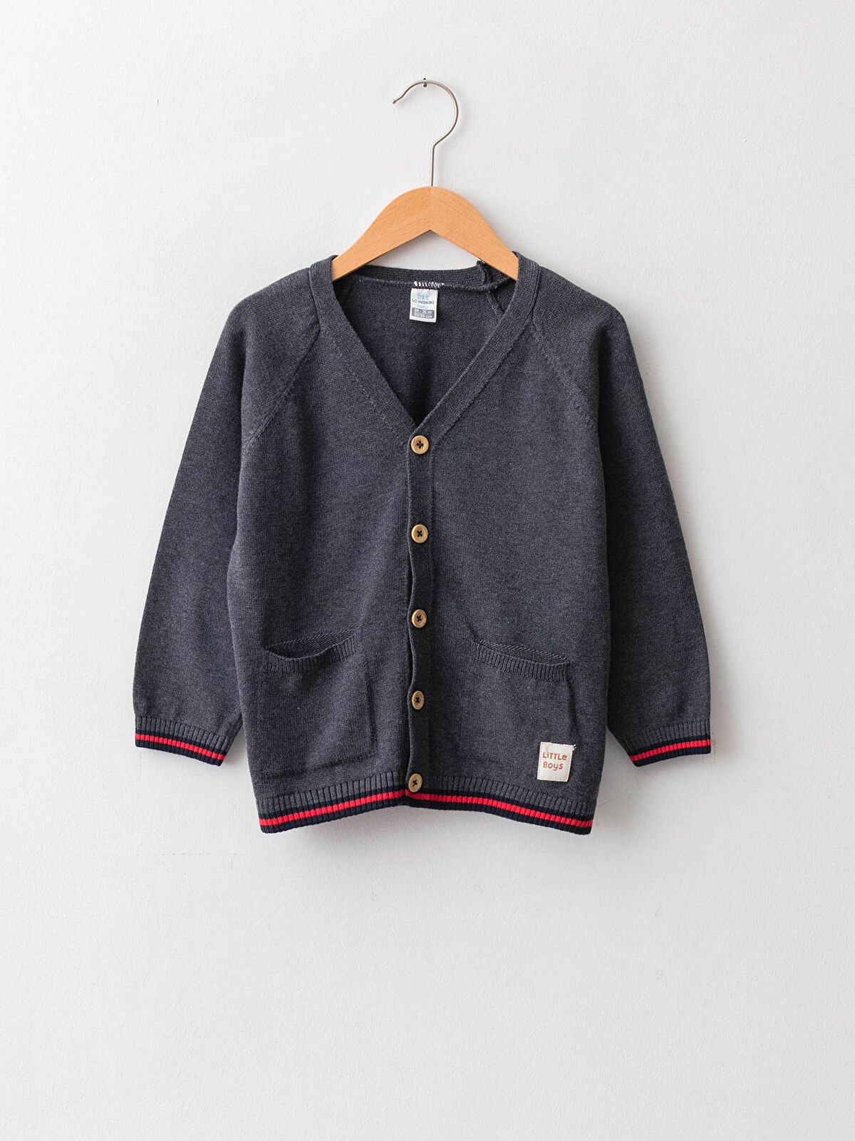 V Yaka Uzun Kollu Pamuklu Erkek Bebek Triko Hırka