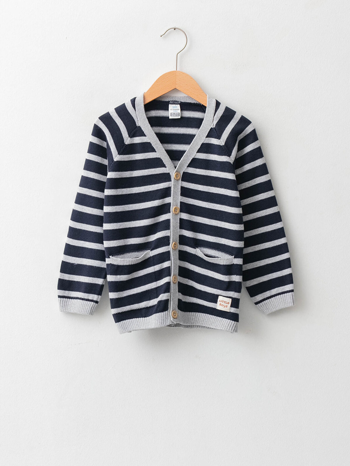 V Yaka Uzun Kollu Pamuklu Erkek Bebek Triko Hırka