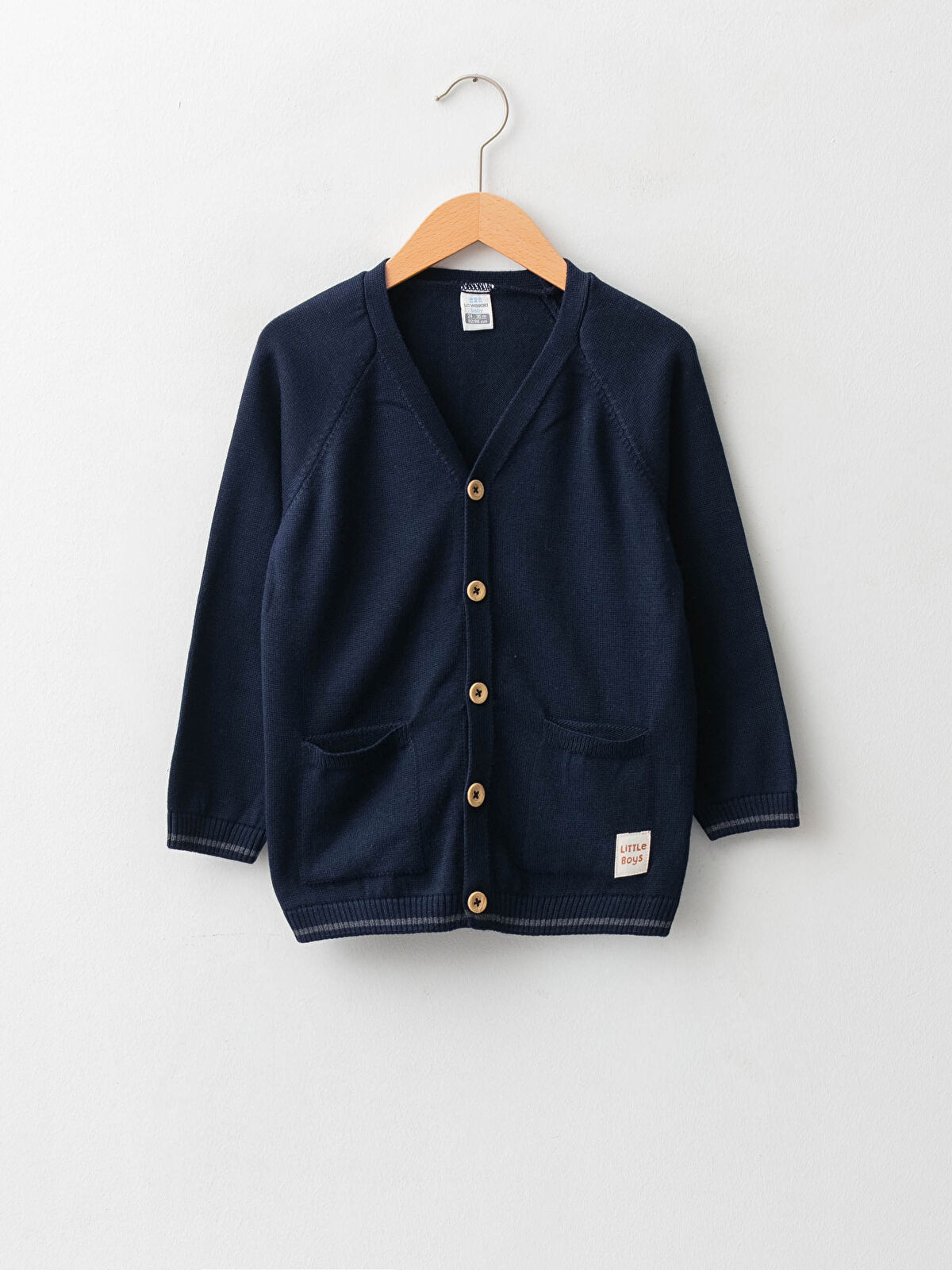 V Yaka Uzun Kollu Pamuklu Erkek Bebek Triko Hırka