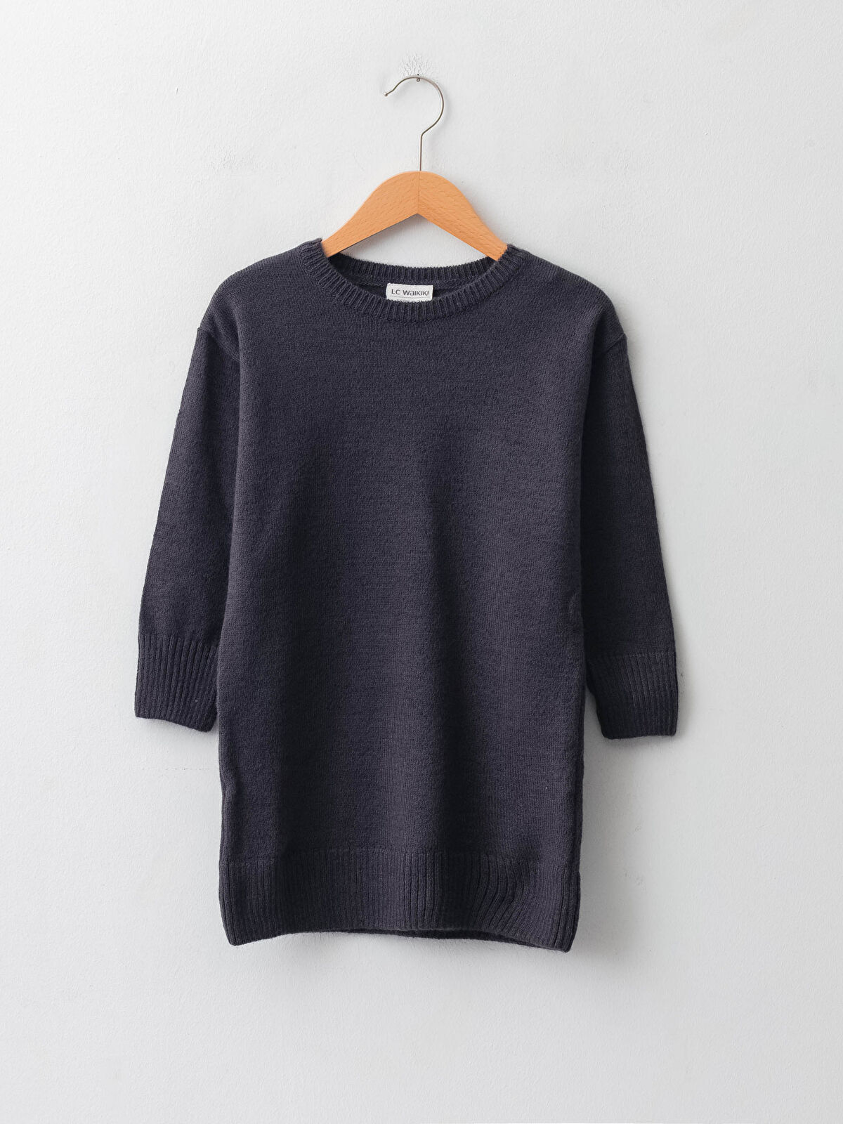 Bisiklet Yaka Basic Uzun Kollu Kız Çocuk Triko Elbise