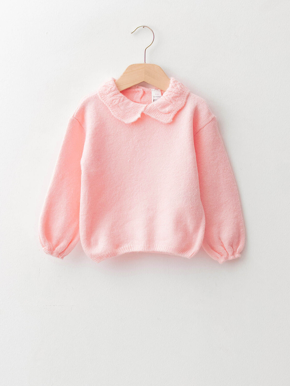 Bebe Yaka Uzun Kollu Basic Kız Bebek Triko Kazak