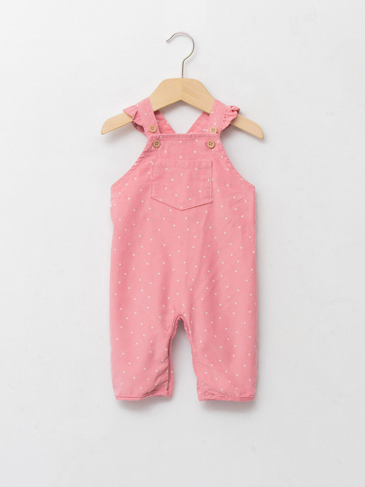 Puantiye Desenli Kadife Kız Bebek Salopet