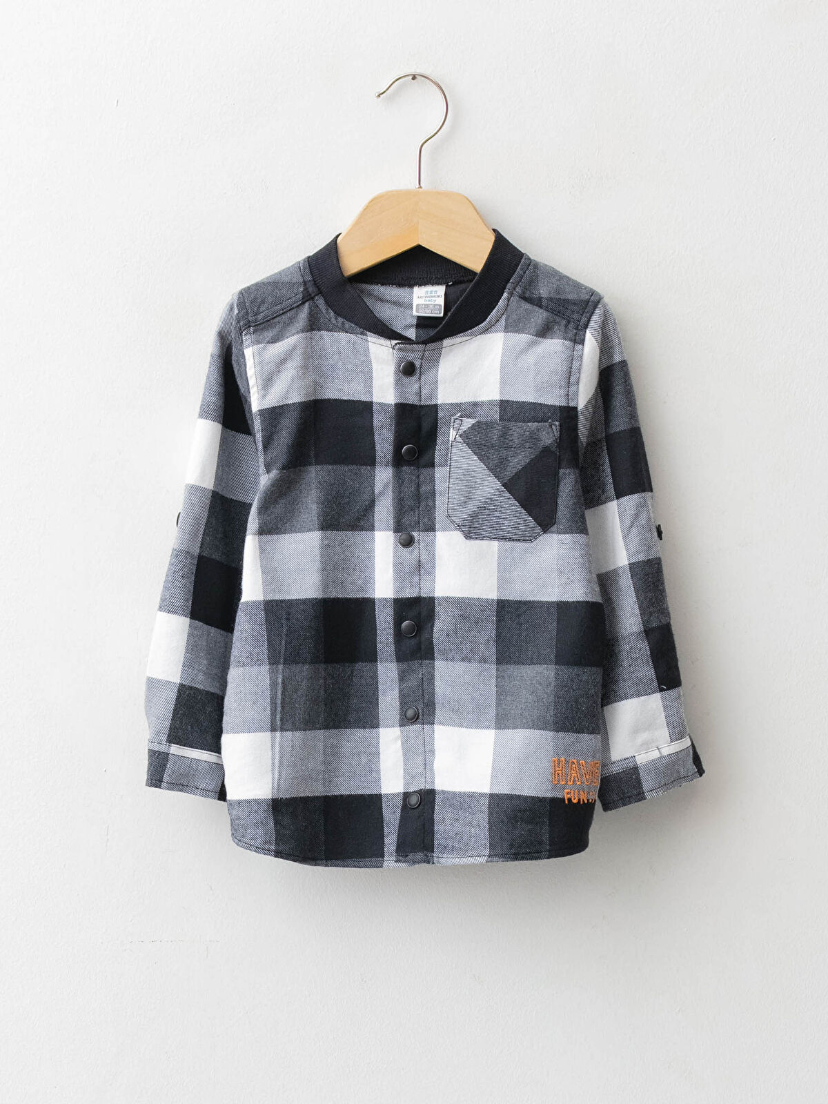 Bisiklet Yaka Uzun Kollu Ekose Desenli Pamuklu Erkek Bebek Gömlek