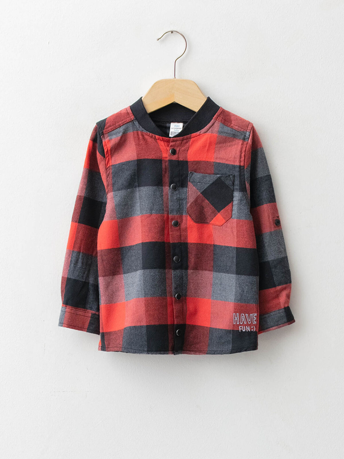 Bisiklet Yaka Uzun Kollu Ekose Desenli Pamuklu Erkek Bebek Gömlek