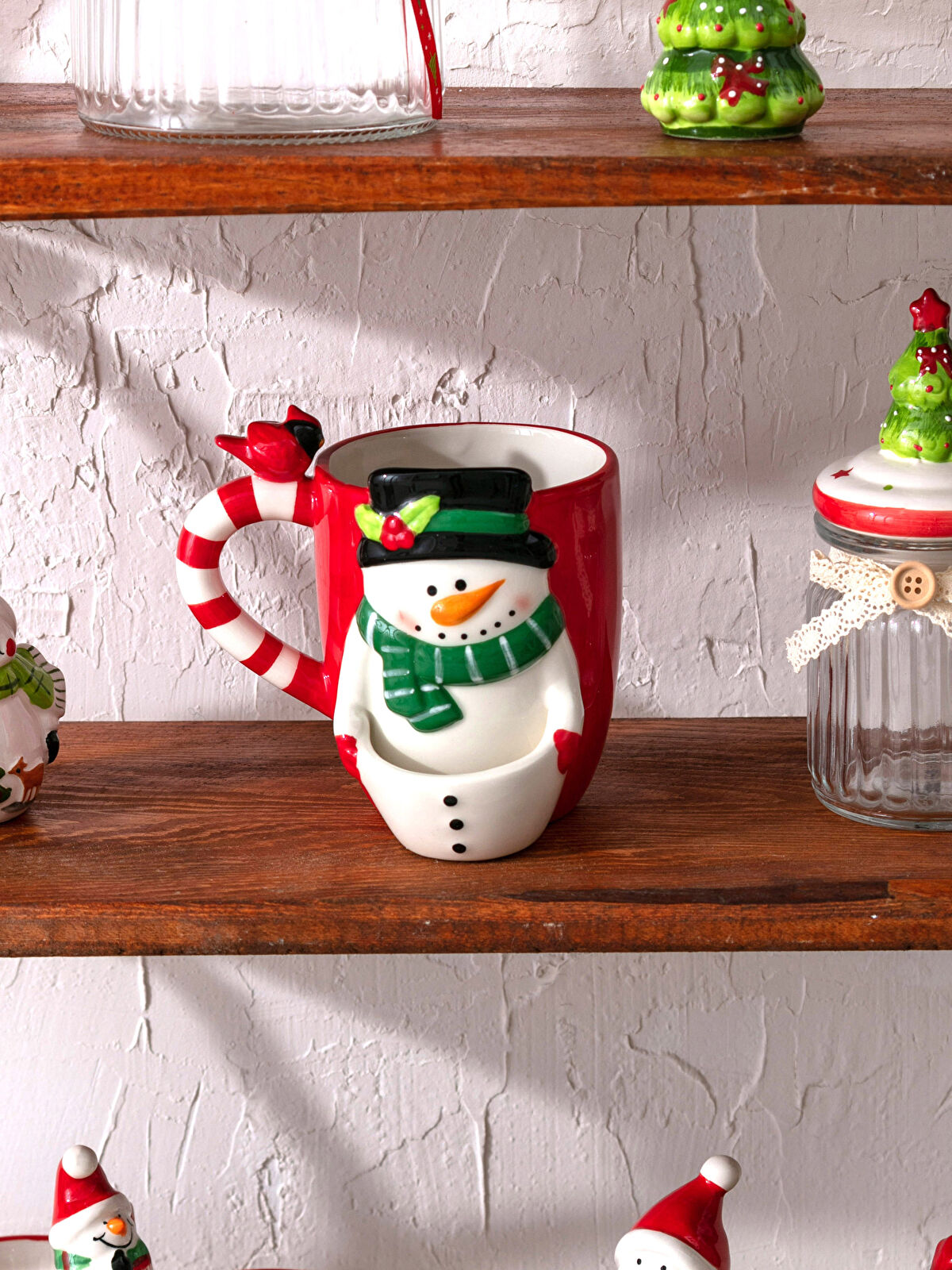 Yılbaşı Temalı Kurabiye Cepli Seramik Kupa Bardak 13x11x12 Cm