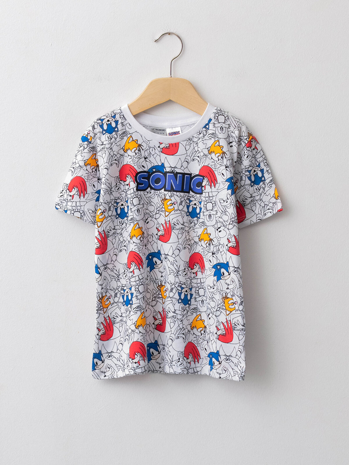Bisiklet Yaka Sonic Baskılı Kısa Kollu Erkek Çocuk Tişört