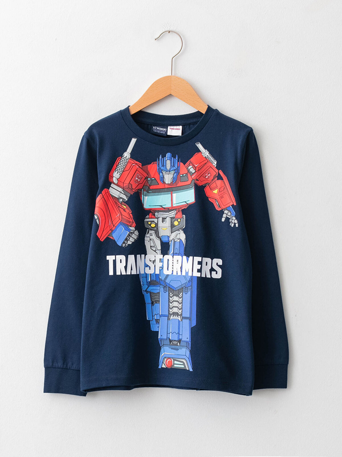 Bisiklet Yaka Transformers Baskılı Uzun Kollu Pamuklu Erkek Çocuk Tişört