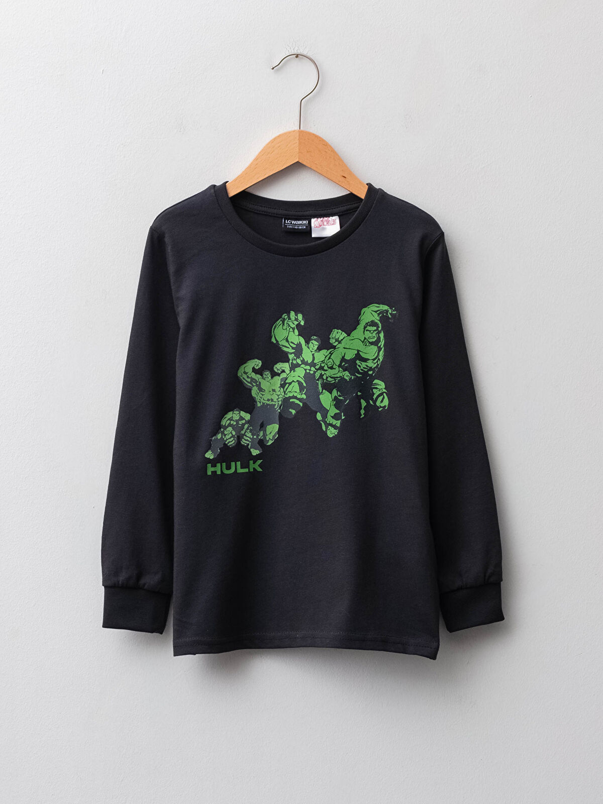 Bisiklet Yaka Hulk Baskılı Uzun Kollu Erkek Çocuk Tişört