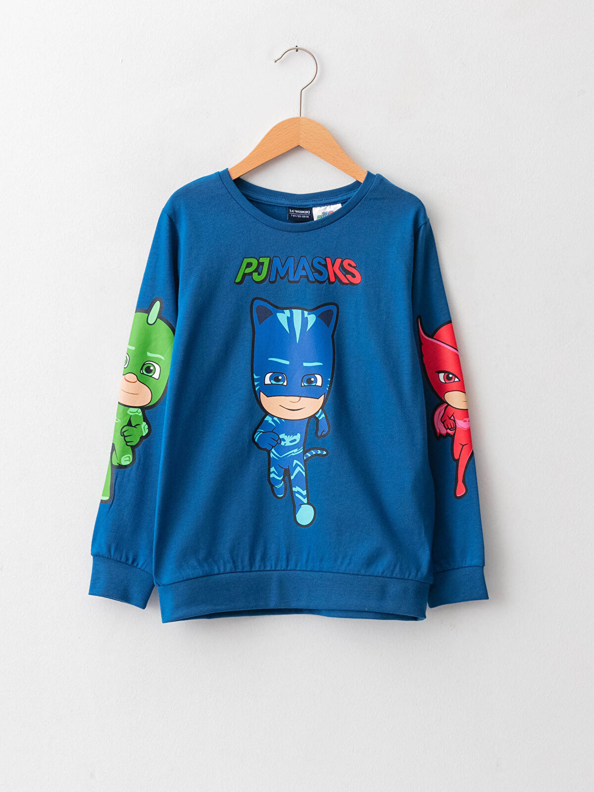 Bisiklet Yaka Pijamaskeliler Baskılı Uzun Kollu Erkek Çocuk Tişört