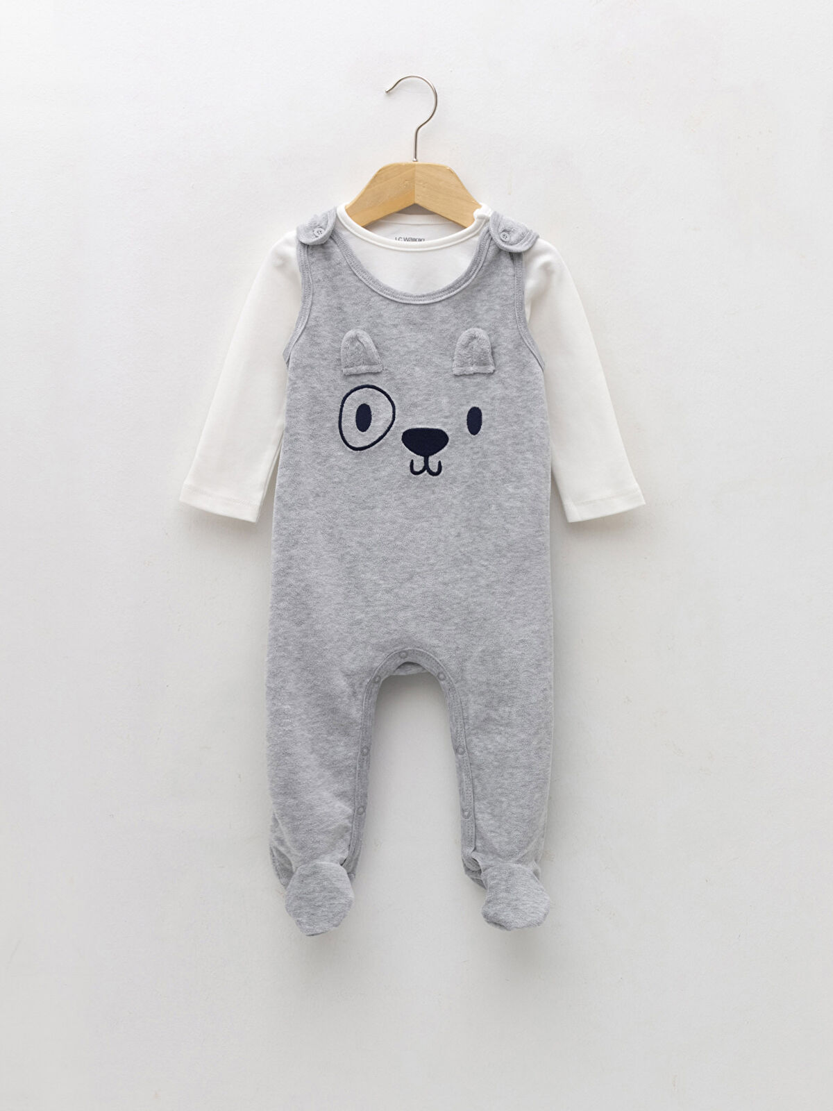 Bisiklet Yaka Uzun Kollu Erkek Bebek Çıtçıtlı Body ve Tulum 2'li Takım