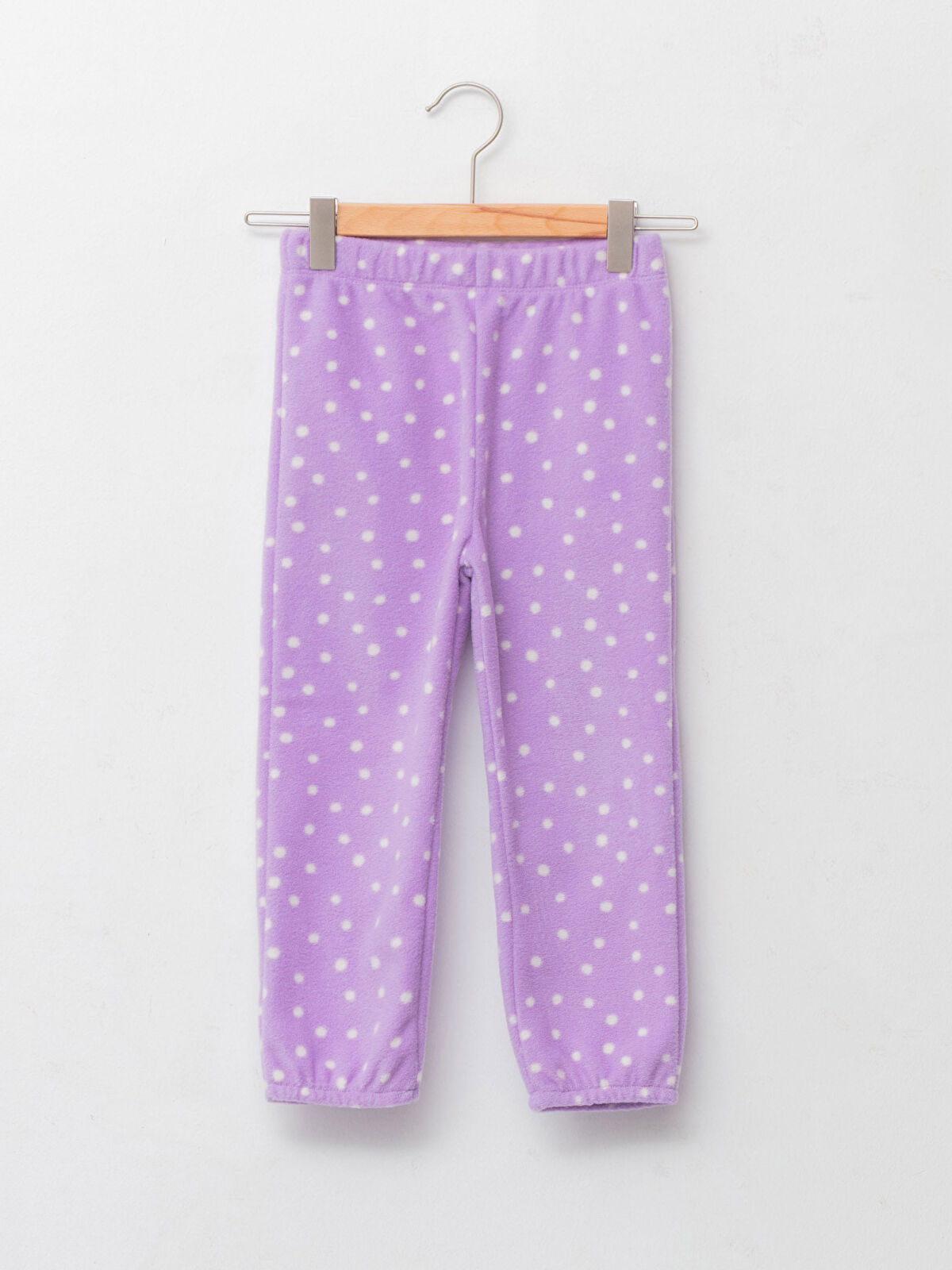 Beli Lastikli Puantiye Desenli Polar Kız Bebek Eşofman Alt