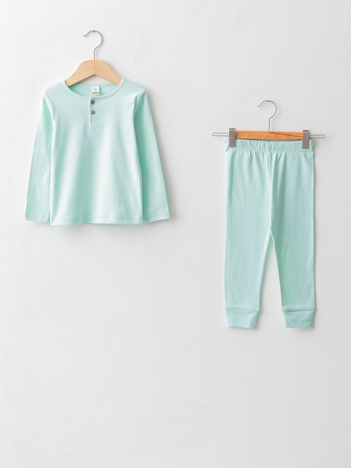 Bisiklet Yaka Uzun Kollu Basic Pamuklu Kız Bebek Pijama Takımı