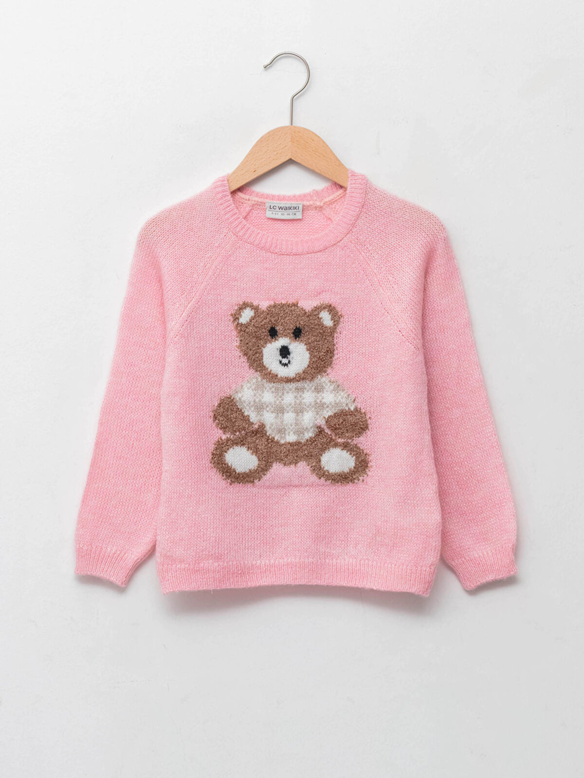 Bisiklet Yaka Desenli Uzun Kollu Kız Çocuk Kalın Triko Kazak