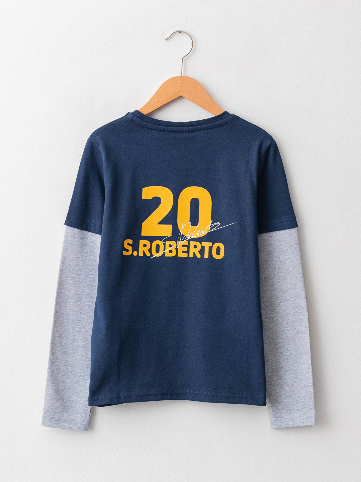 Bisiklet Yaka Barcelona Baskılı Uzun Kollu Erkek Çocuk Tişört