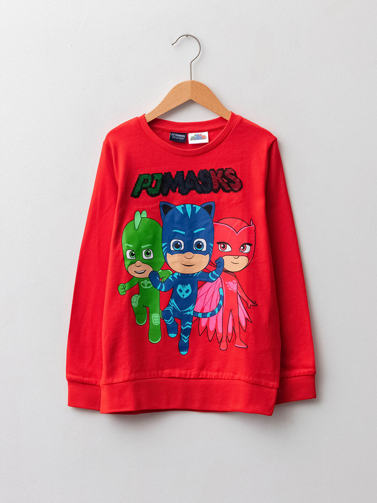 Bisiklet Yaka Pijamaskeliler Baskılı Çift Yönlü Payetli Uzun Kollu Erkek Çocuk Tişört