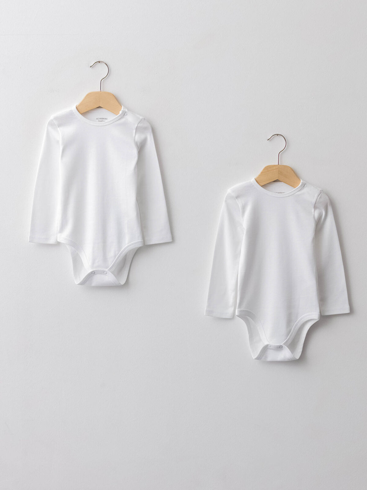 Bisiklet Yaka Uzun Kollu Basic Unisex Bebek Çıtçıtlı Body 2'li